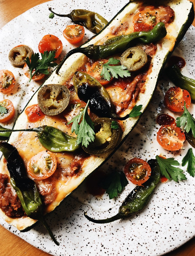 Filling and Delicious Vegetarian Burrito Boat: Large Zucchini Boat ...